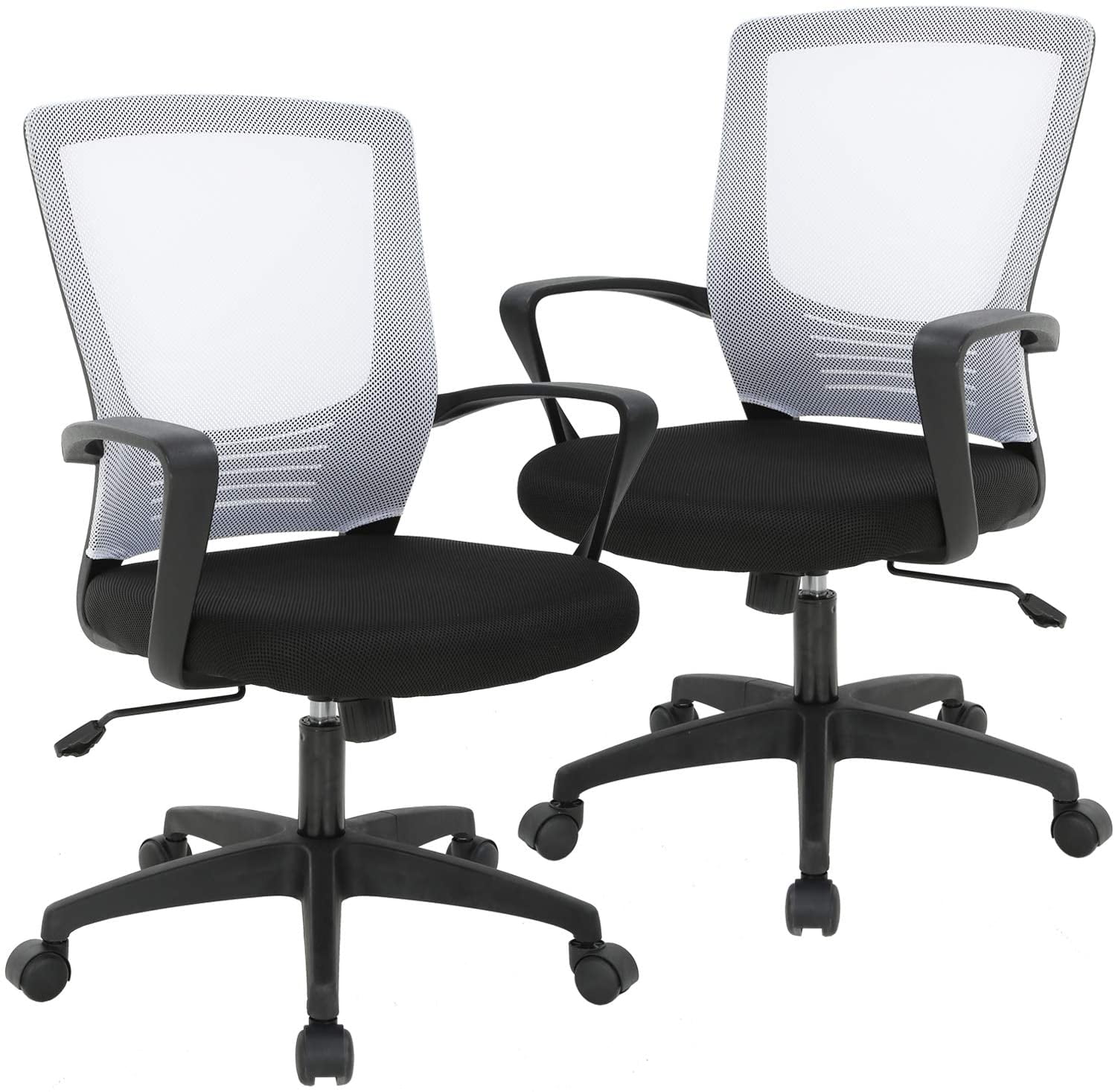BestOffice Ergonomic Office Chair, Lumbar Support, Rolling Swivel for Men, Women, 2 Pack(White ...
