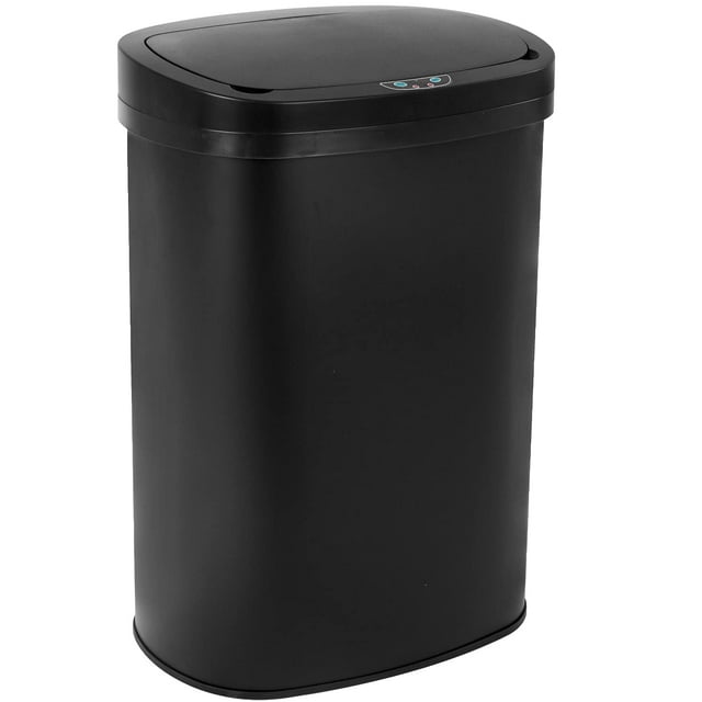 BestOffice 13 Gallon Black Trash Can, Touch Free Sensor, Stainless ...