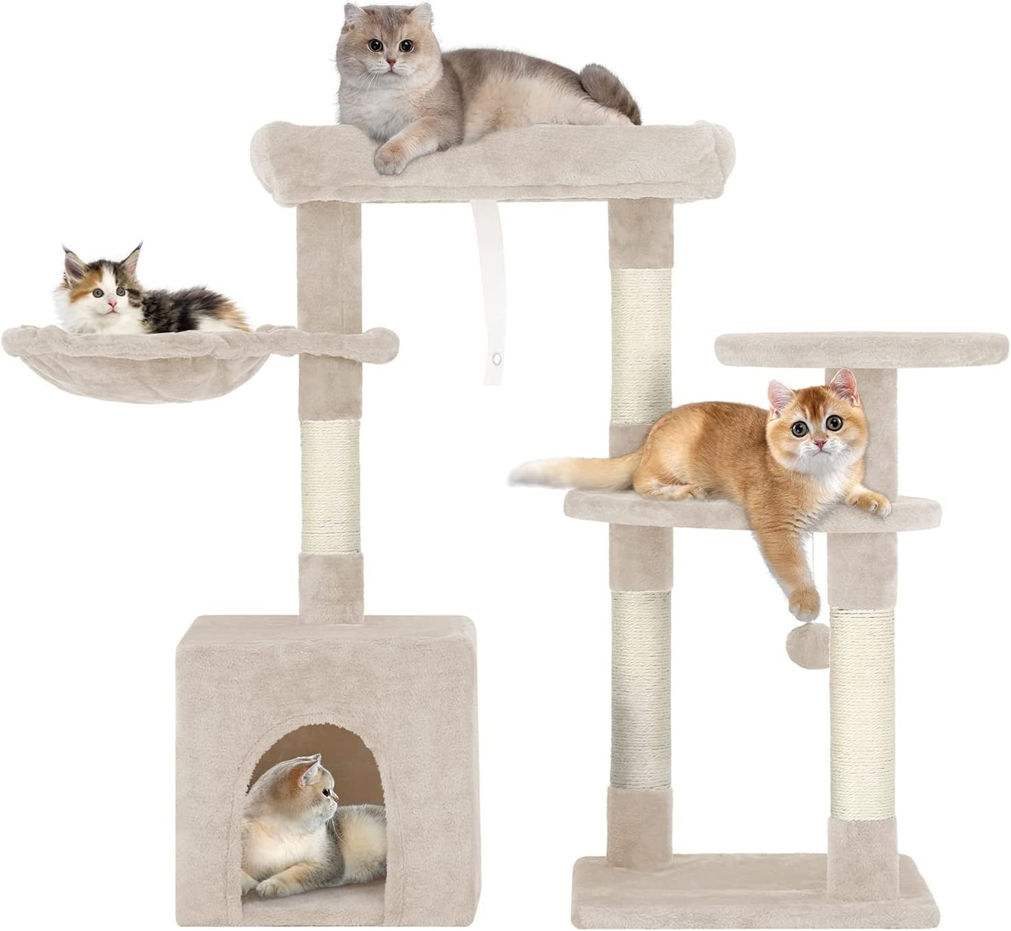 BestPet 33in Cat Tree，Cat Condo with Hammock Perch and Kitten Toys Pet ...