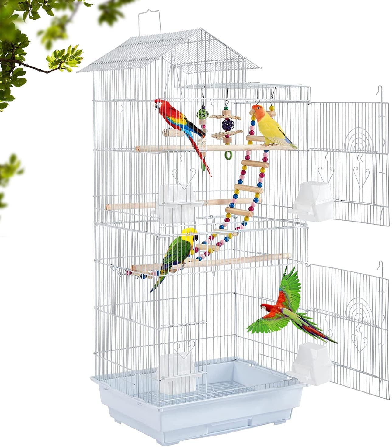 BestPet 39" Roof Large Flying Parrot Cage, Medium Size, Ideal for ...