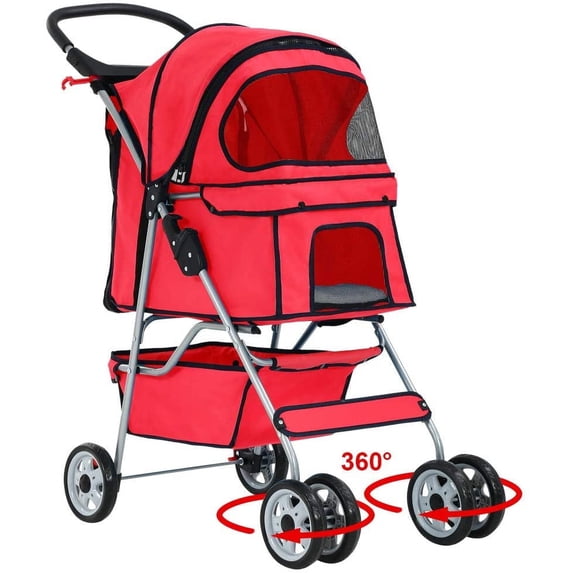4 Wheel Folding Pet Stroller for Small, Medium, Large & Multi Dog ...
