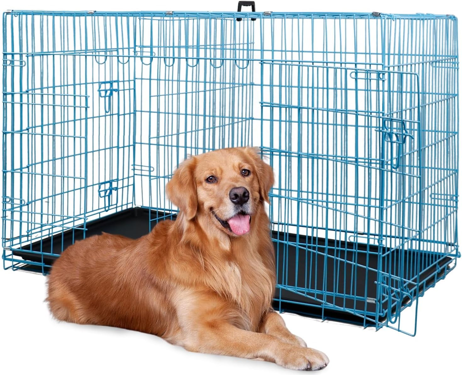 BestPet Heavy-Duty Dog Kennel, Large 48in Double-Door Folding Metal ...