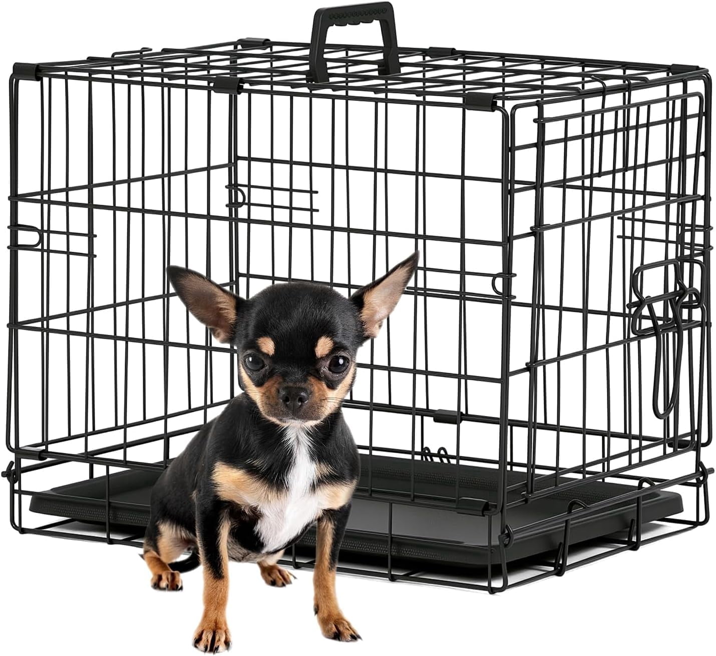 BestPet Dog Crate 18" Foldable Metal Kennel with Double Doors, Secure ...