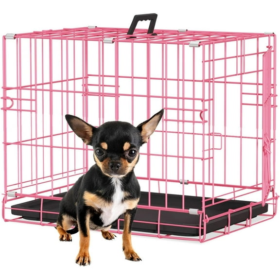 Dog Crate | 48" | Black | Foldable Metal Kennel with Double Doors ...