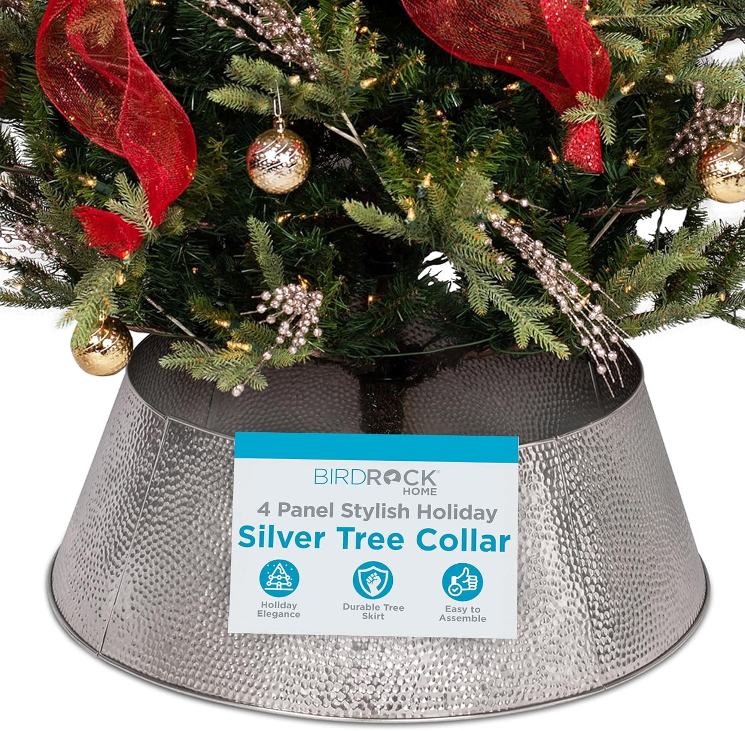 Bestan-US 4-Panel Christmas Tree Collar - Metal Holiday Skirt Decor ...