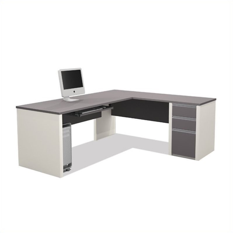 Bestar Connexion L-Shaped Desk in Sandstone - Walmart.com