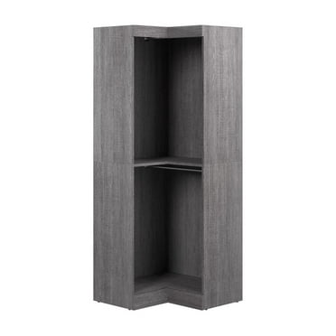 Bestar Pur Corner Closet Organizer with Closed Shelves and Tall ...