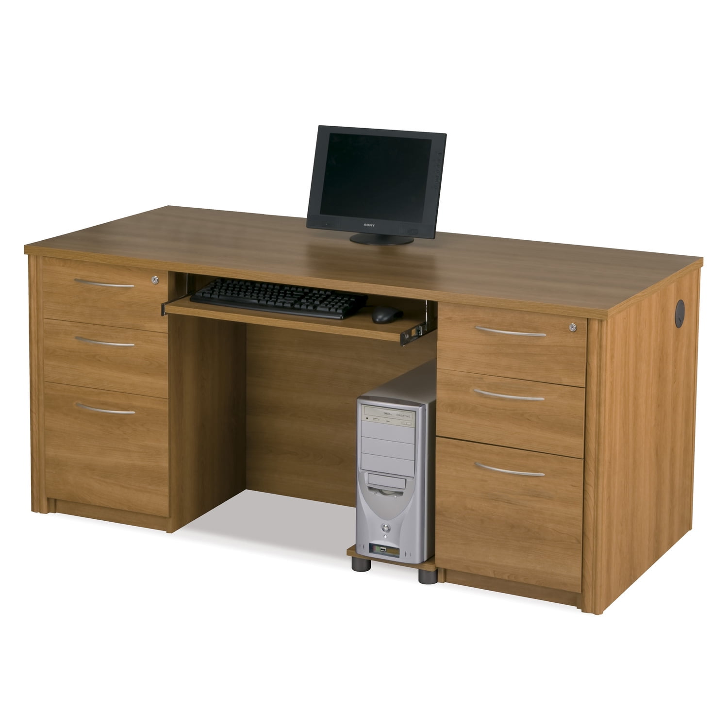 Bestar Embassy Executive Desk with Pedestals in Cappuccino Cherry ...