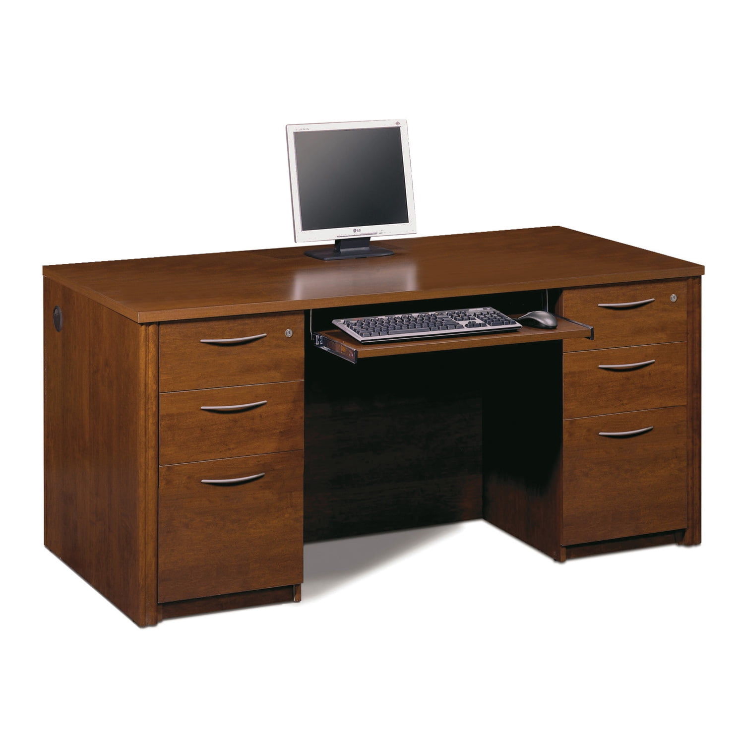 Bestar Embassy Executive Desk with Pedestals in Tuscany Brown - Walmart.com