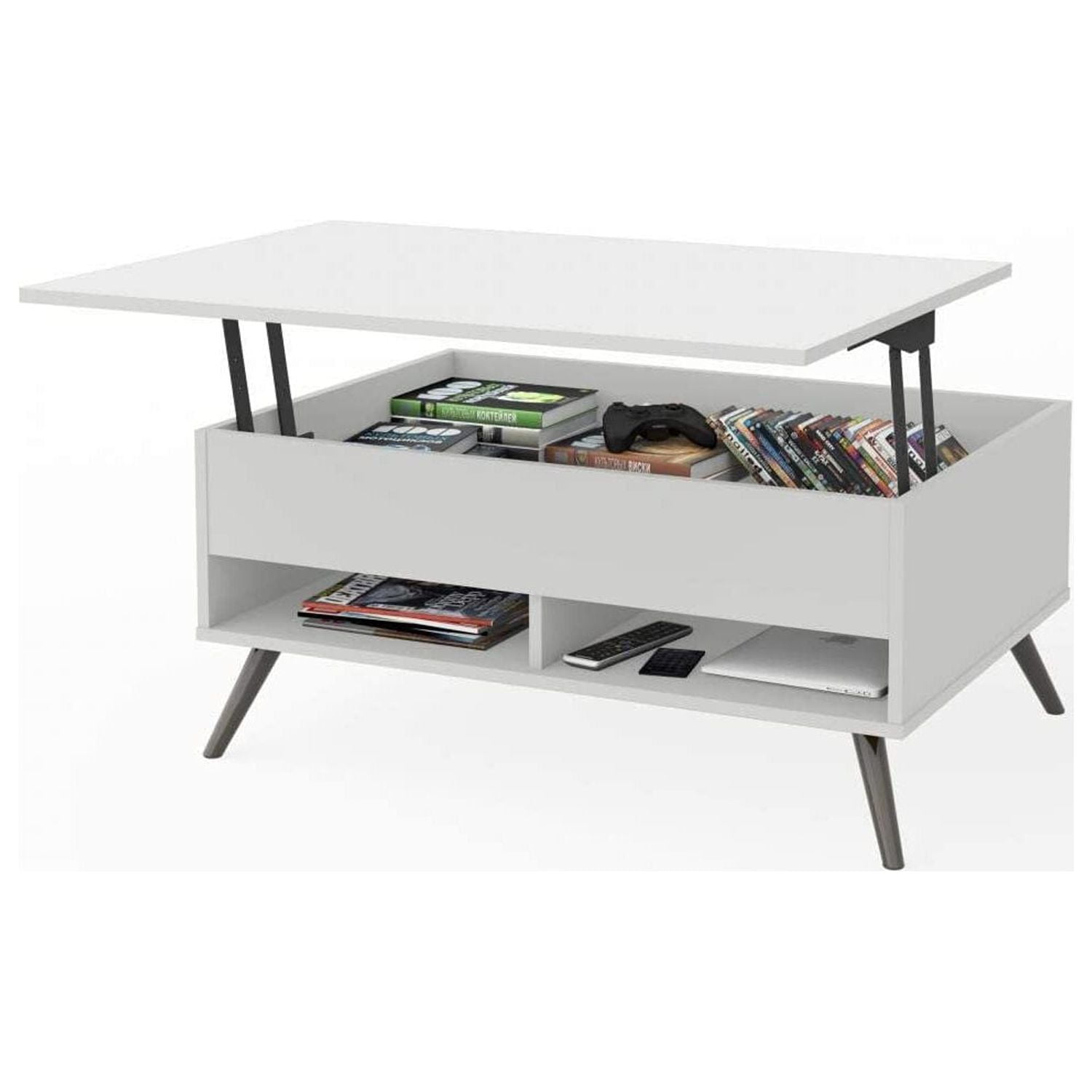 Bestar Krom 38 W 37 Lift-Top Coffee Table with Metal Legs in White ...