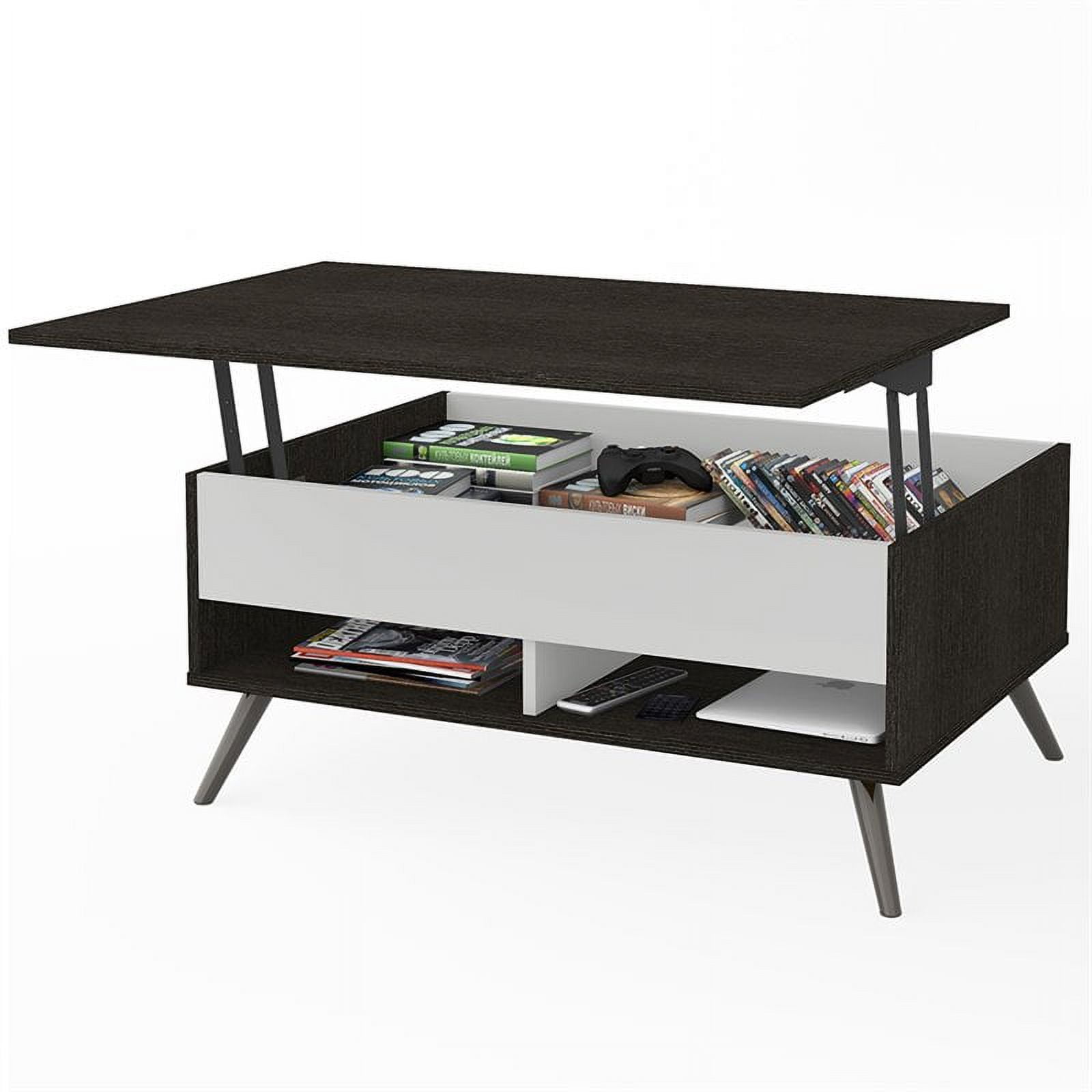 Bestar Krom Lift Top Storage Coffee Table in Deep Gray and White ...