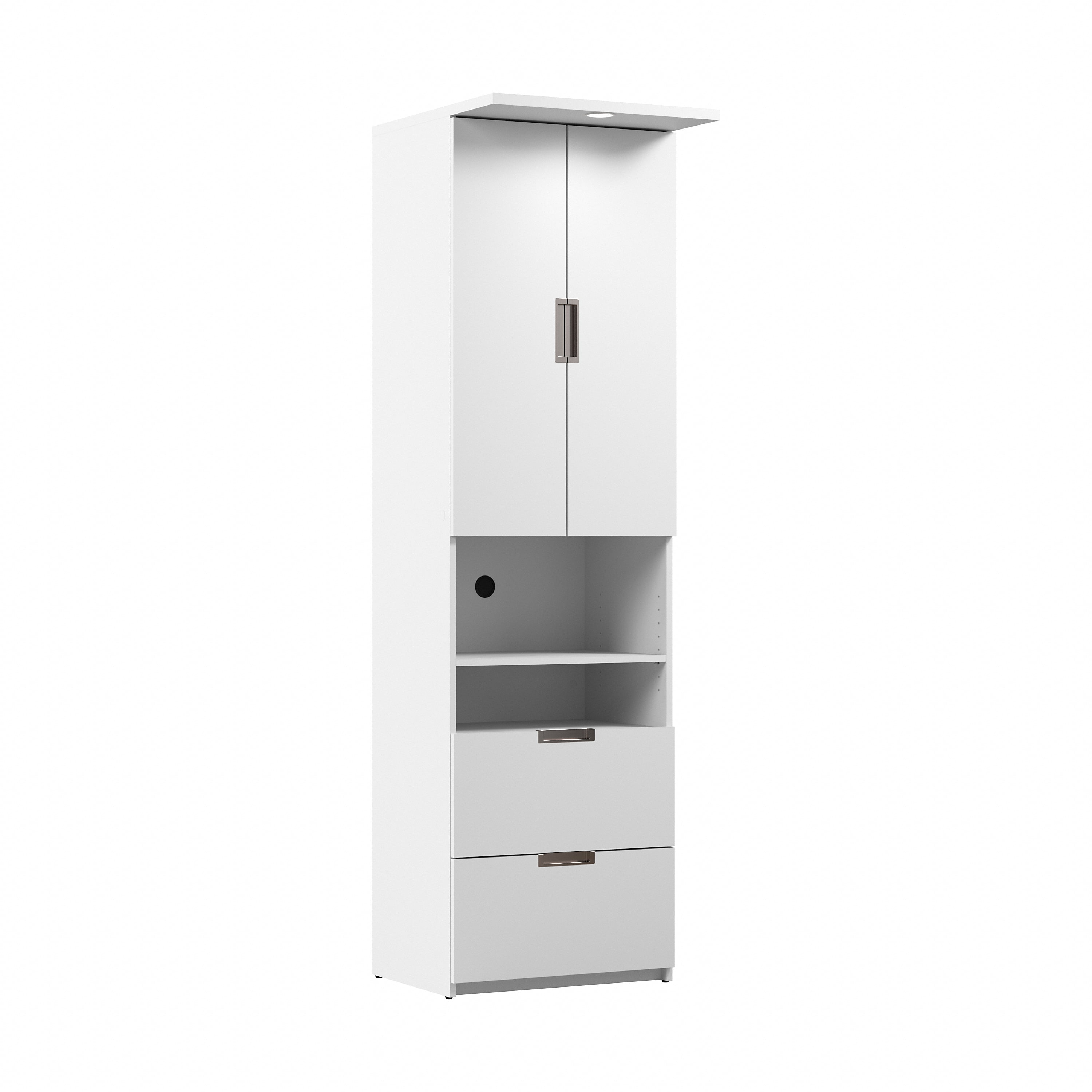 Bestar Lumina 24W Tall Storage Cabinet with Doors and Drawers in white ...