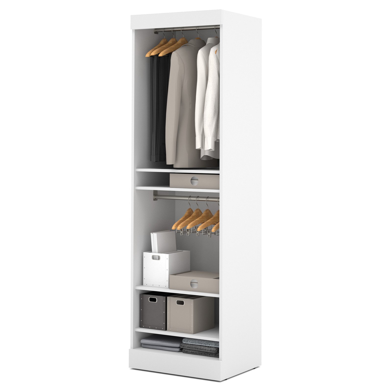 "Bestar Nebula 25"" White Storage Unit with Doors, Shelves, and ...