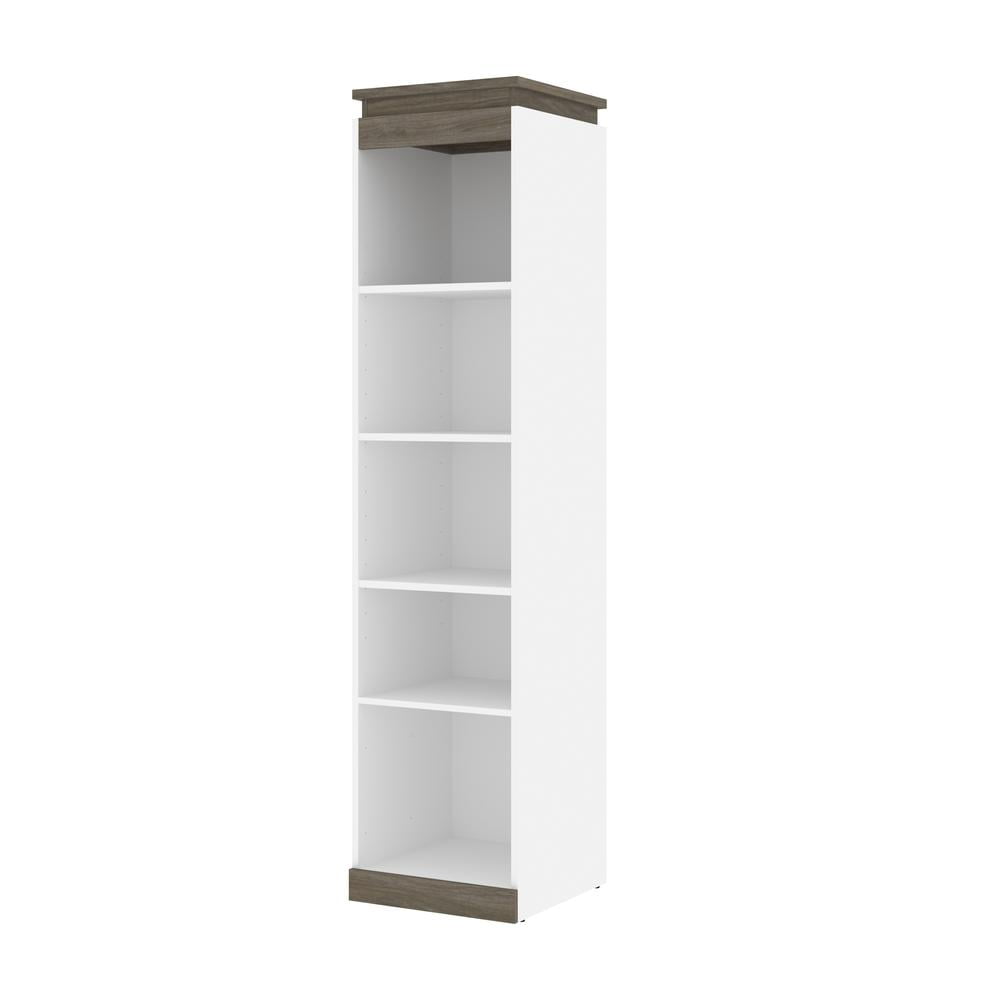 Bestar Orion 20" Narrow Shelving Unit in White and Walnut Gray ...