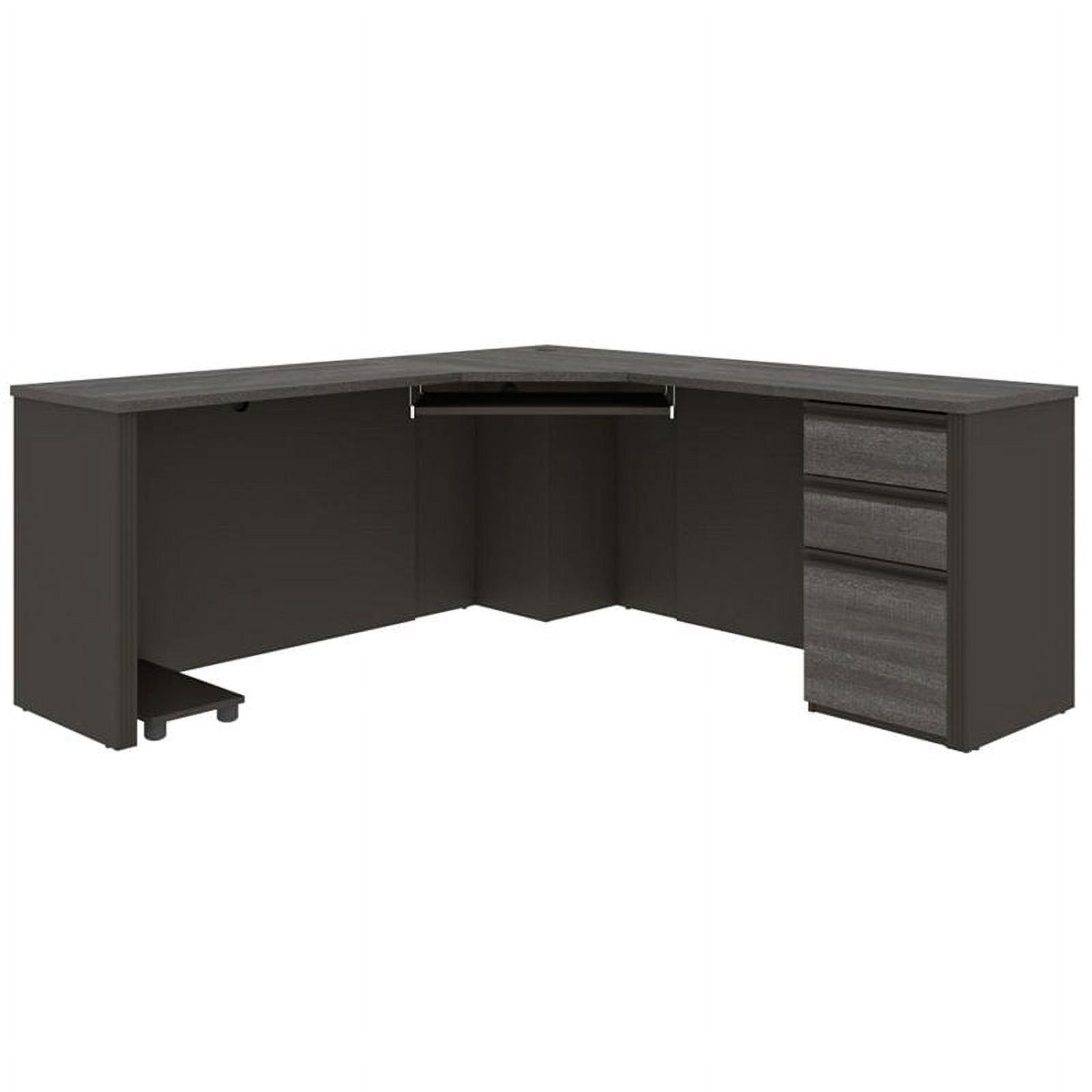 Bestar Prestige Plus 4 Piece Corner Computer Desk in Bark Gray and ...