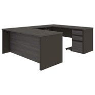 Bestar Logan Modern Wood U Shape Computer Desk with Hutch in White ...