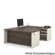 Atlin Designs Modern Wood U-Shaped Computer Desk with Hutch in White ...