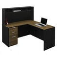 Bestar Pro-Concept L-Shaped Workstation with Small Hutch - Milk ...