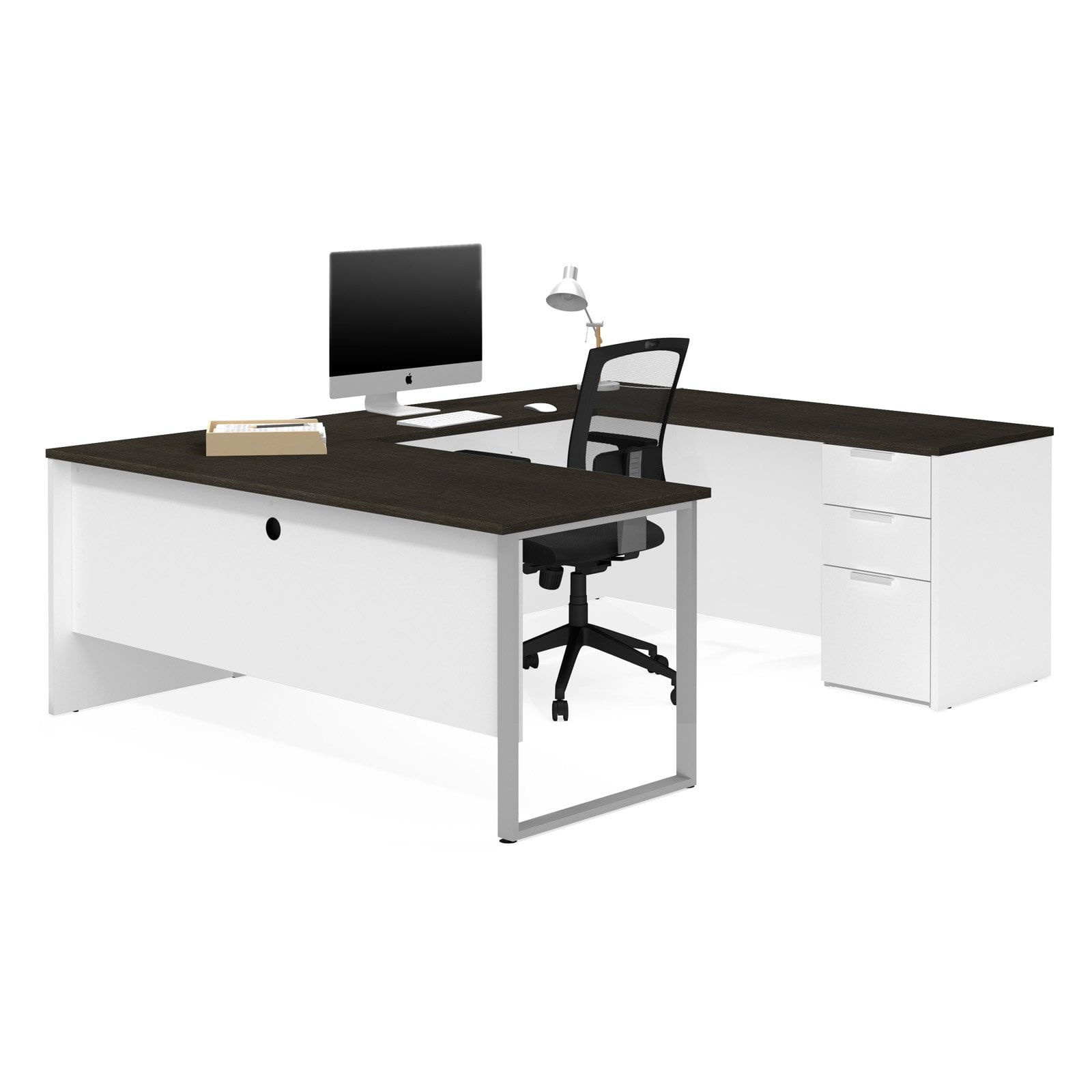 Bestar Pro Concept Plus U Desk in White and Deep Gray - Walmart.com