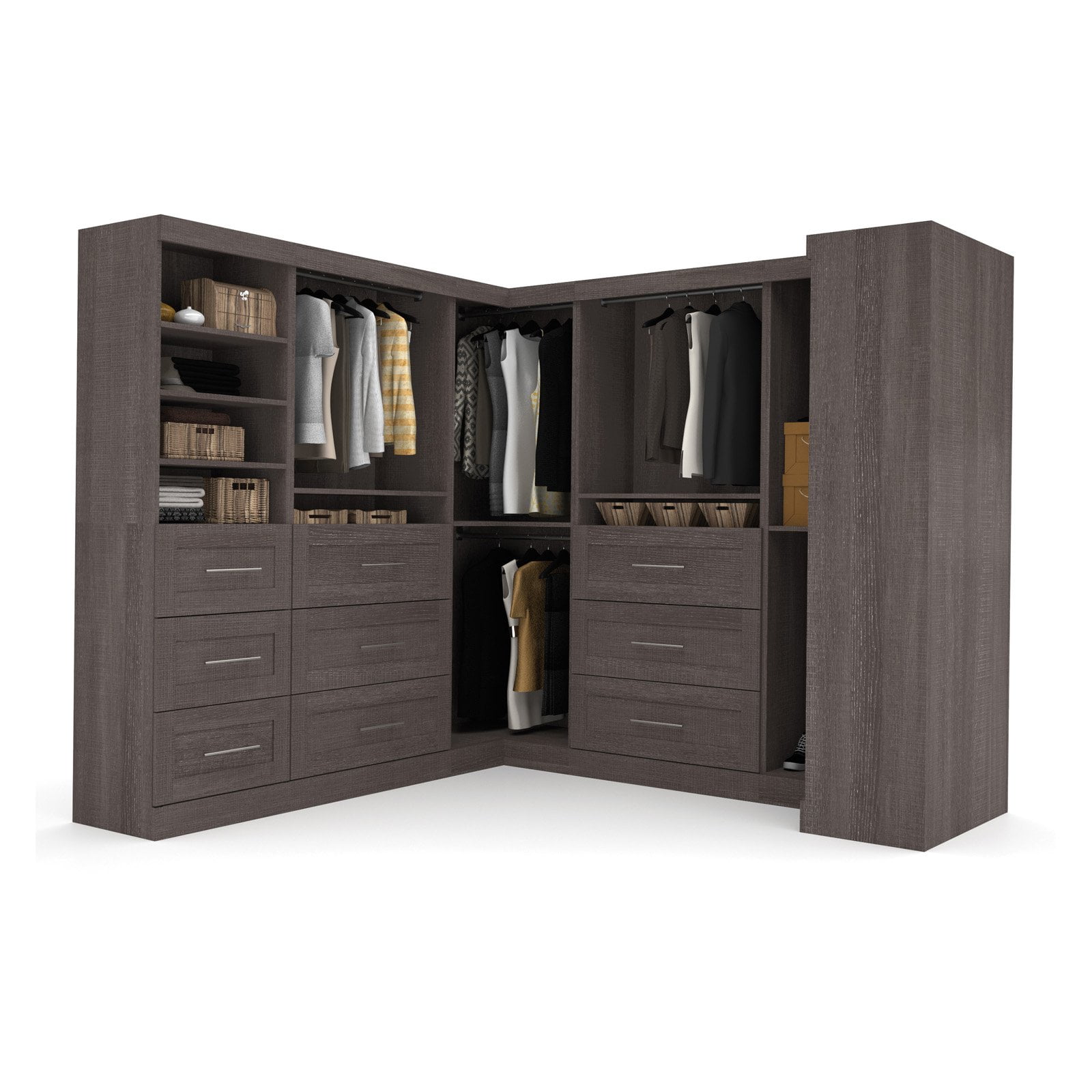 Bestar Pur 161W Walk-In Closet Organizer System in Bark Gray ...