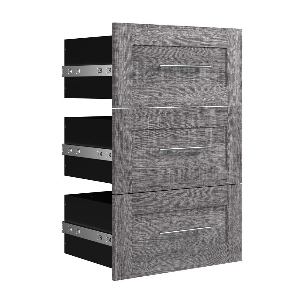 Bestar 26163-1147 Pur by 3-Drawer Set for 25 in. Storage Unit, Bark ...