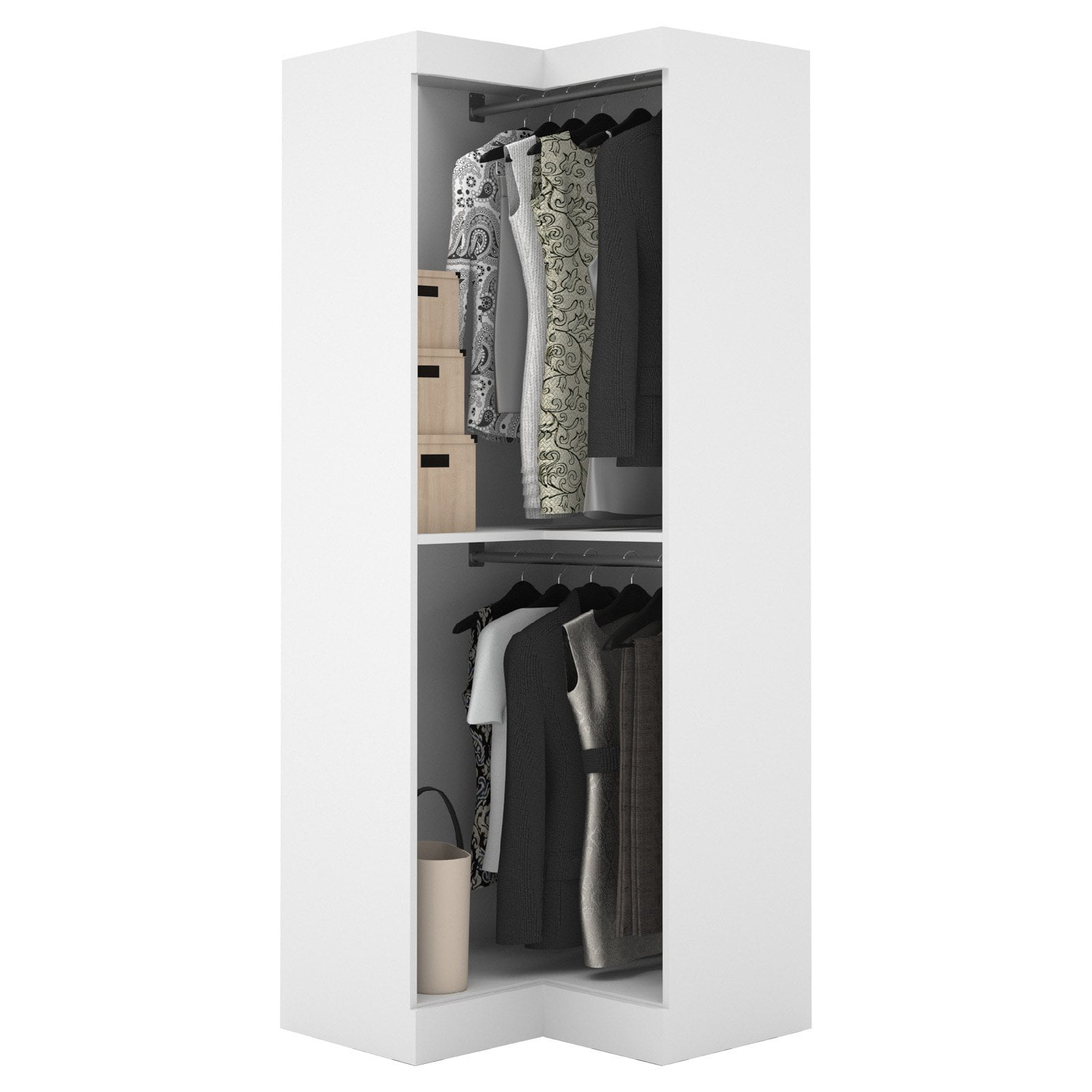 Bestar Pur 33W Corner Closet Organizer with Shelves and System in White ...
