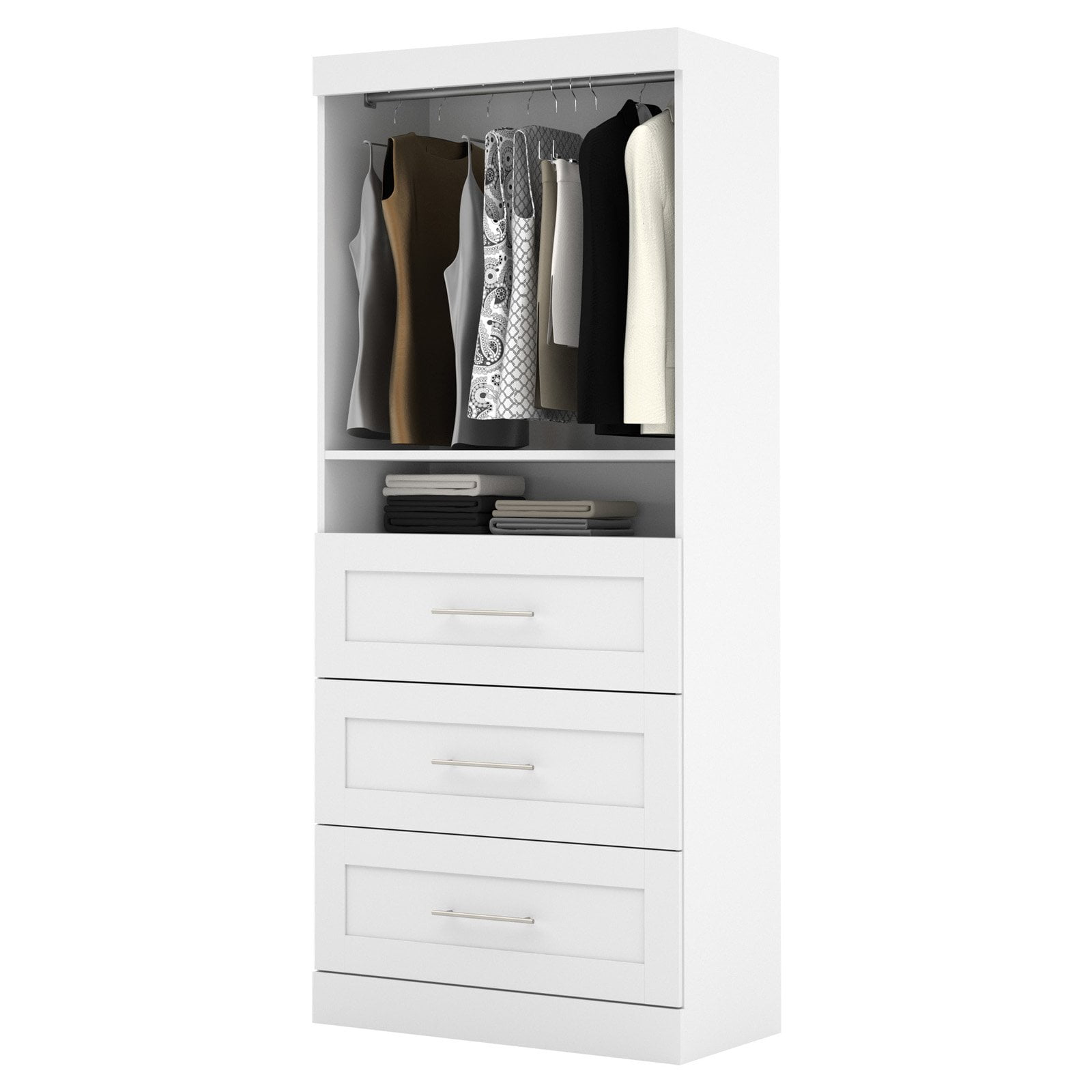 Bestar Pur 36" 3 Drawer Wood Closet Storage Unit in White - Walmart.com