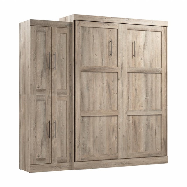 Bestar Pur 90" Engineered Wood Queen Murphy Bed with Closet Organizer ...