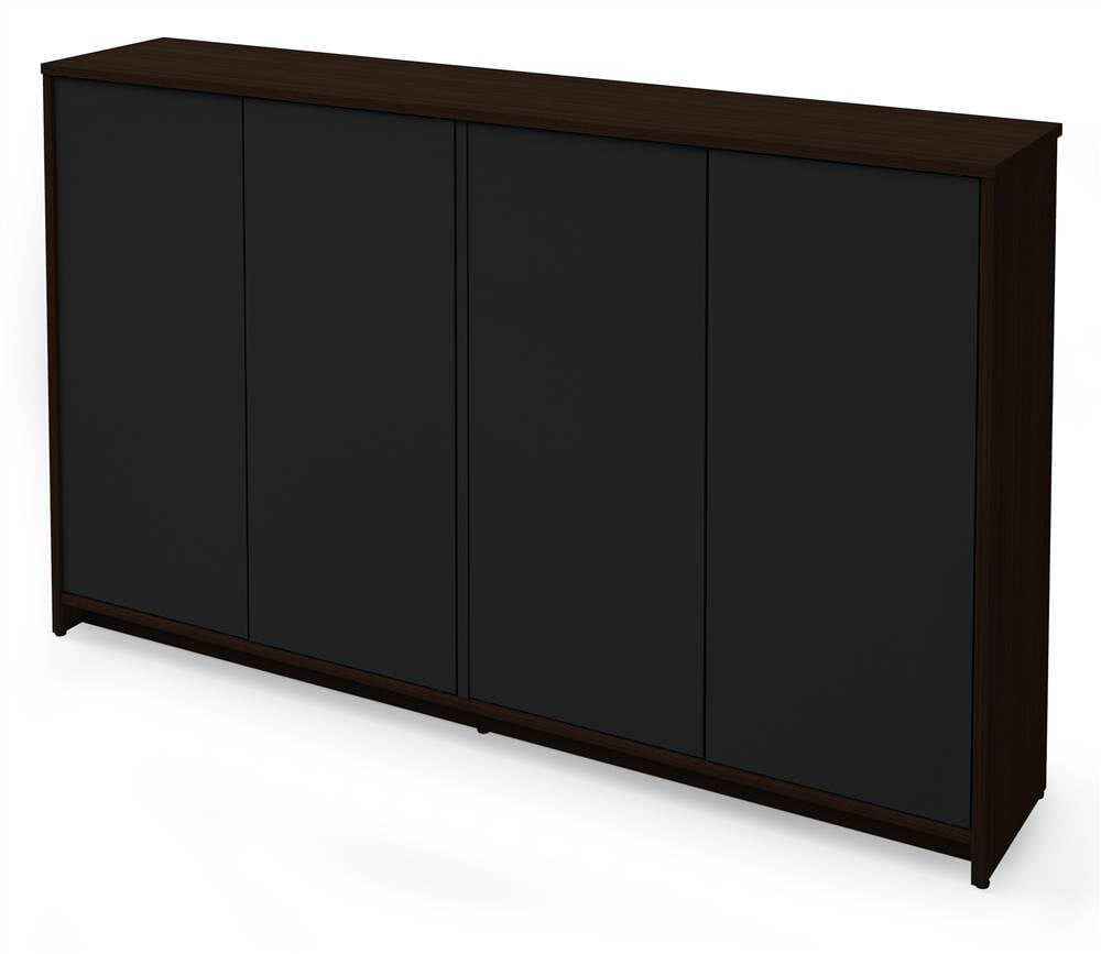 Bestar Small Space 4 Door Storage Cabinet in Chocolate and Black - Walmart.com
