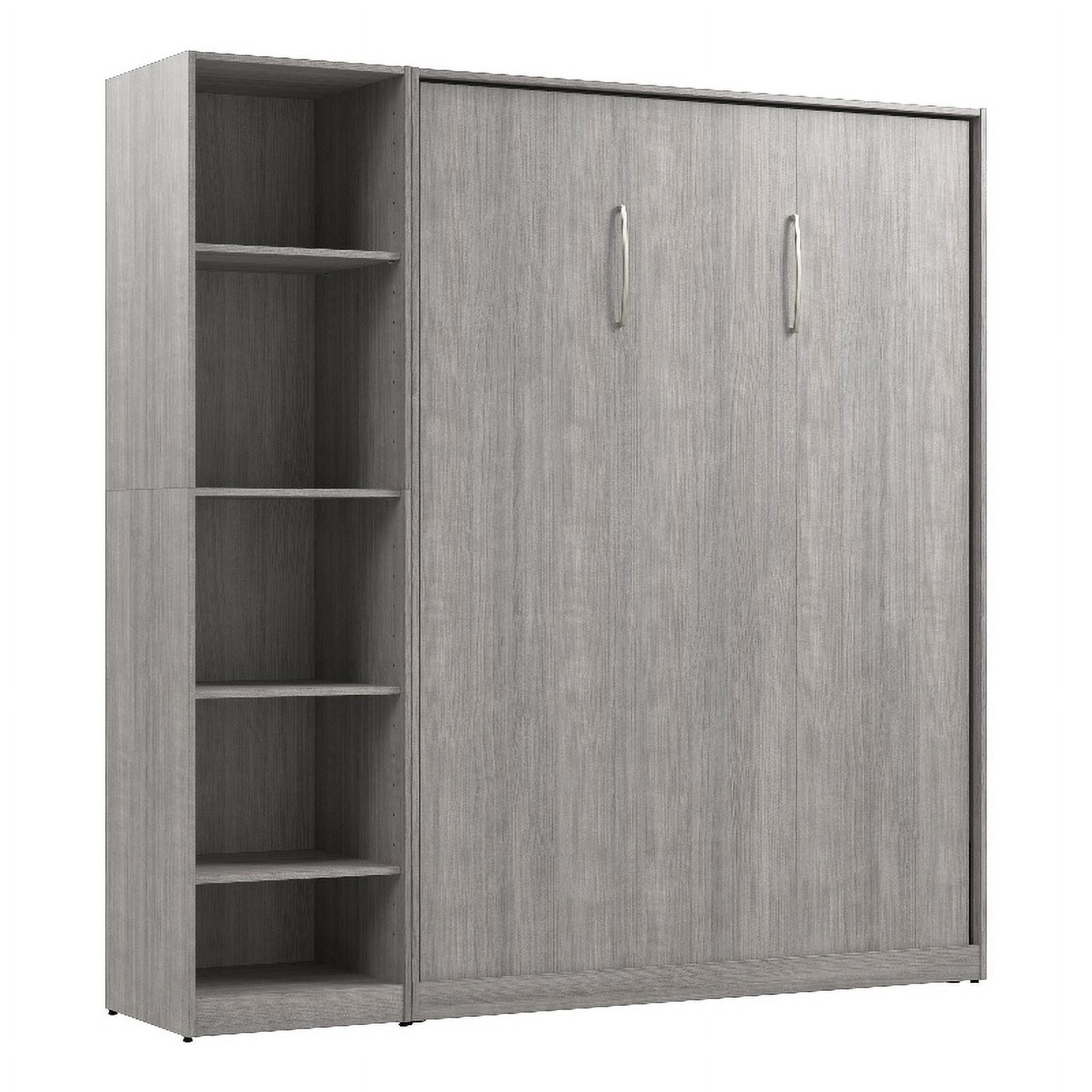 Bestar USA Claremont Wood Full Murphy Bed with Closet Organizer in Gray ...