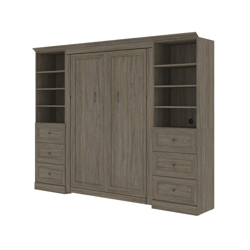 Bestar Versatile Full Murphy Bed with 2 Shelving Units (109W) in walnut ...