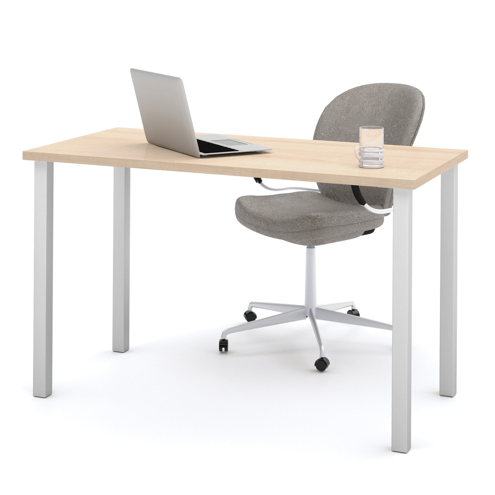 Bestar Work Surface Table with Square Metal Legs [Beige] - Walmart.com