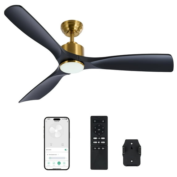 Bestco 52" 3-Blade Smart Ceiling Fan with Light Remote Control ...
