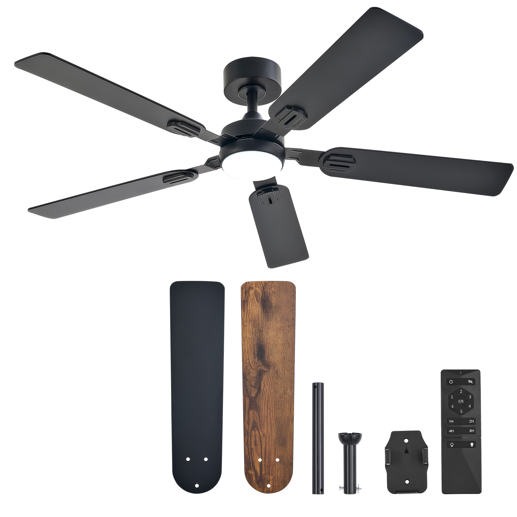 52" Modern Crystal Ceiling Fan with Lights Remote Control Reversible 5 ...