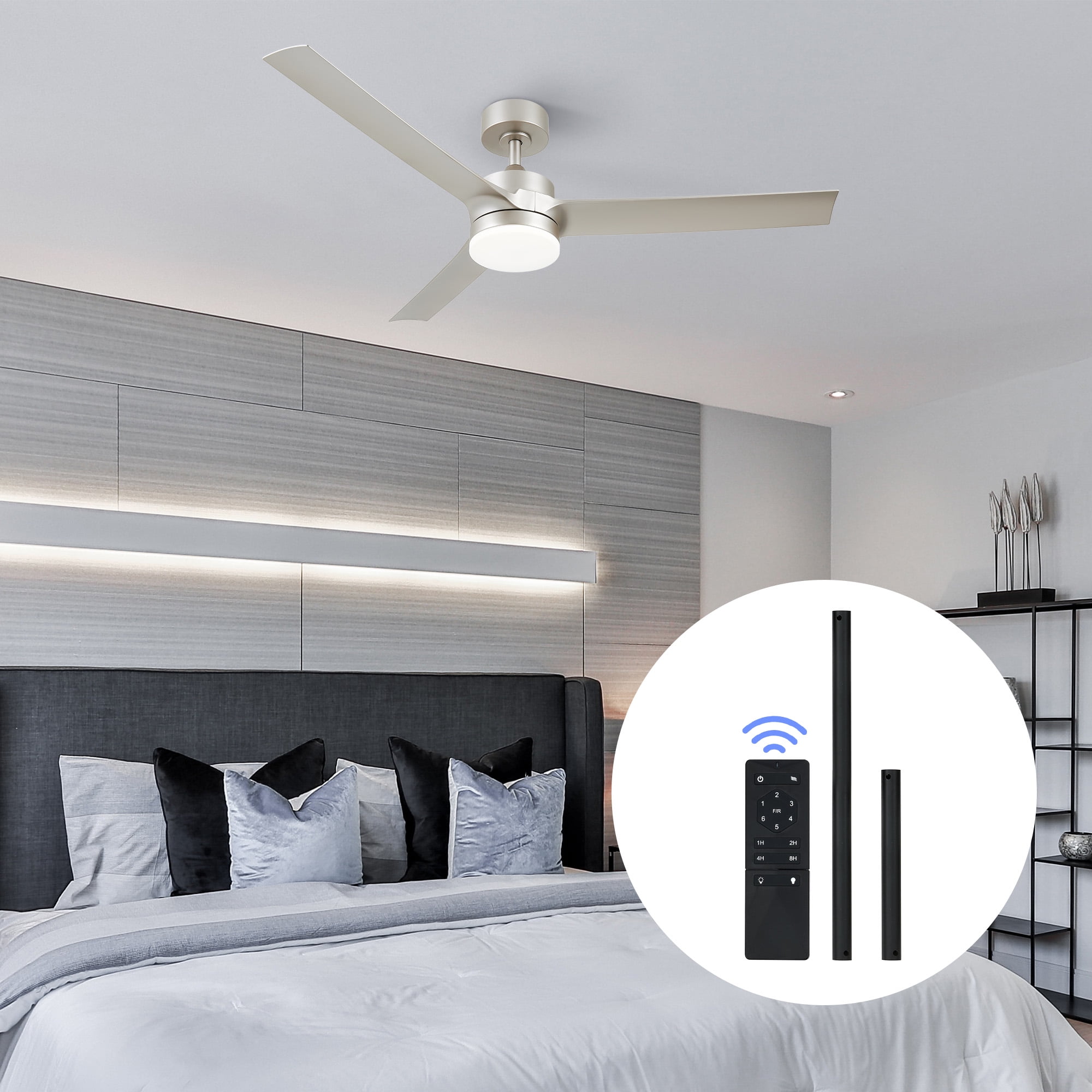 Bestco 52" Modern Ceiling Fan with Remote Control, Outdoor Ceiling Fan ...