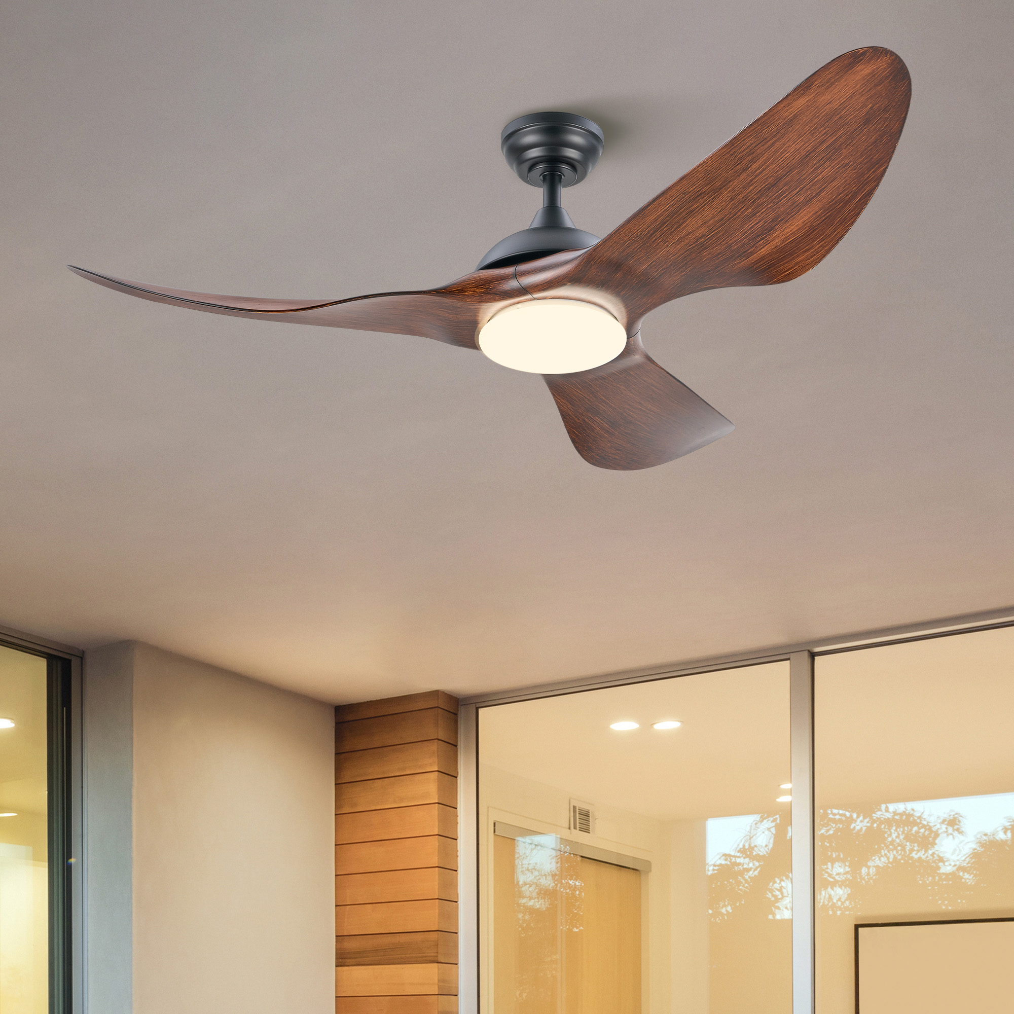 Bestco 52" Waterproof Ceiling Fan with Light 6 Speeds for Bedroom ...