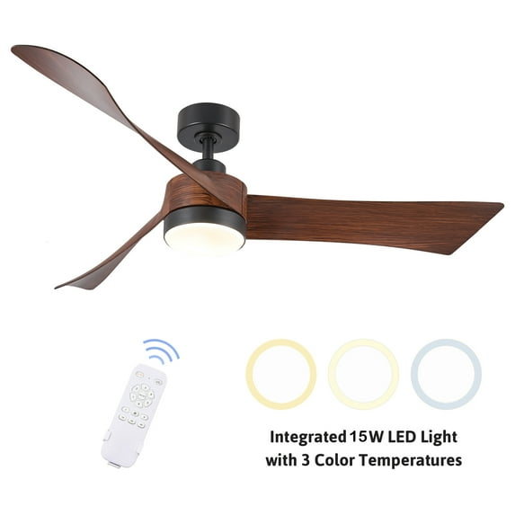 Bestco 54 in Modern Walnut Wood Indoor Ceiling Fan with 15W Lighting ...