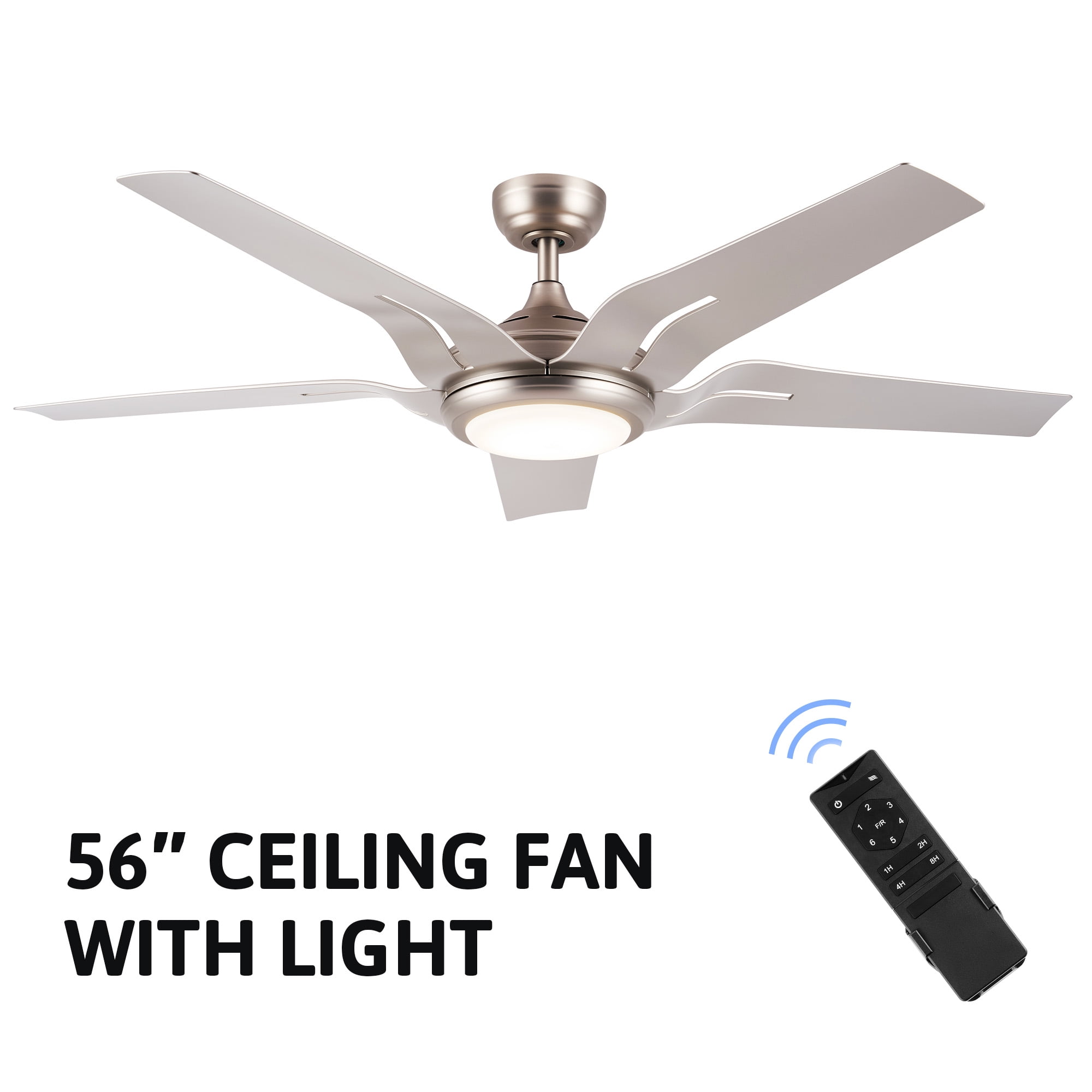 Bestco Indoor 56-Inch Ceiling Fan with Remote, 5 Blades, LED Light Kit ...