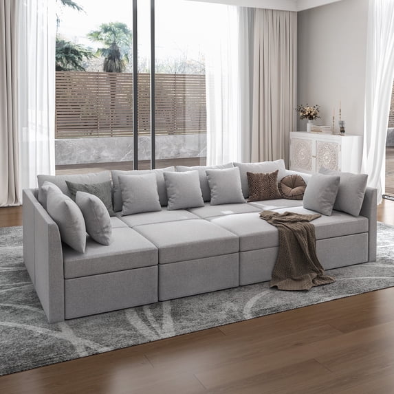 Bestco 6 Seat Modular Couches and Sofas Sectional Sleeper Sofa Bed with ...