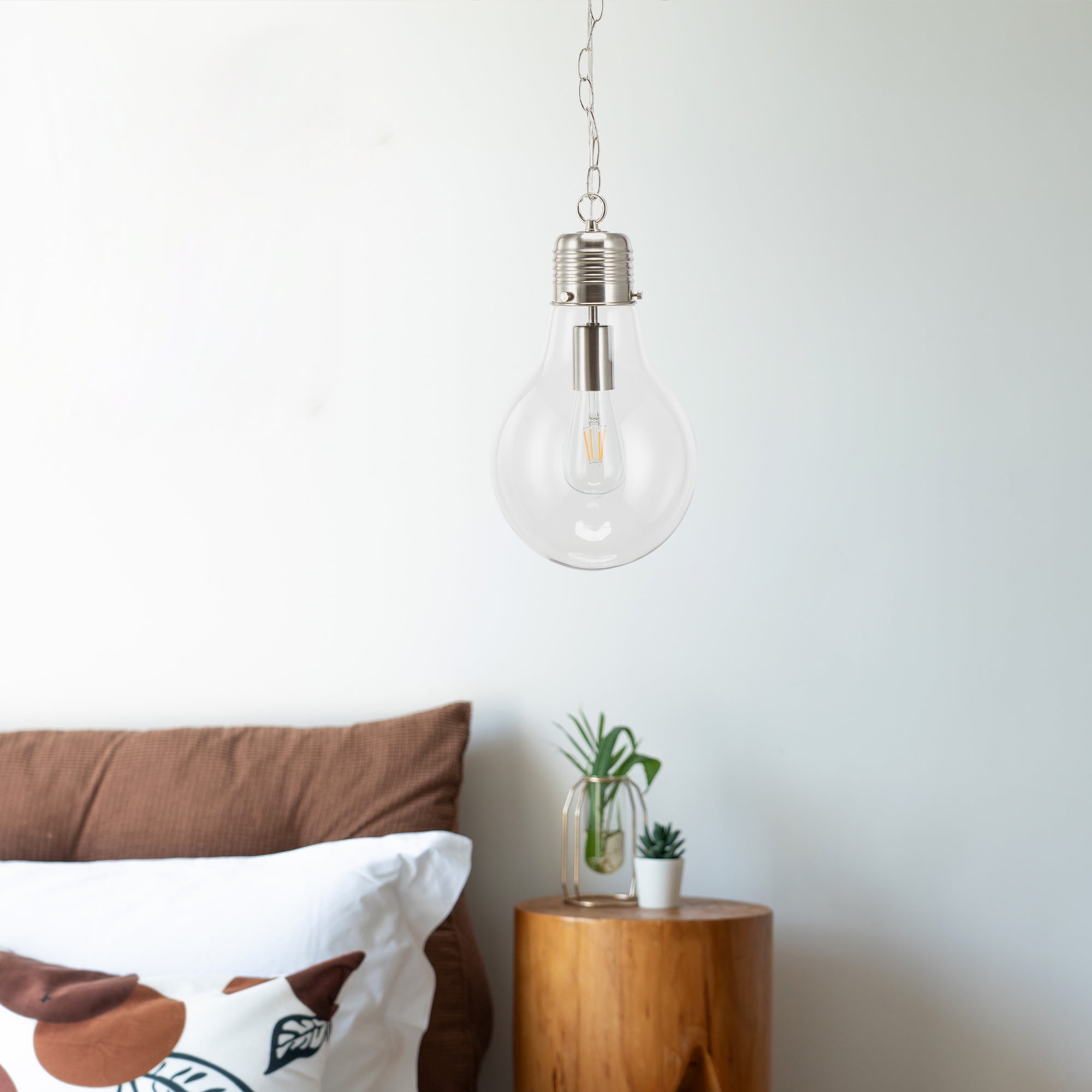 Bestco Bulb-in-a-Bulb Pendant Light Hanging Lamp with LED Bulb, Brushed ...
