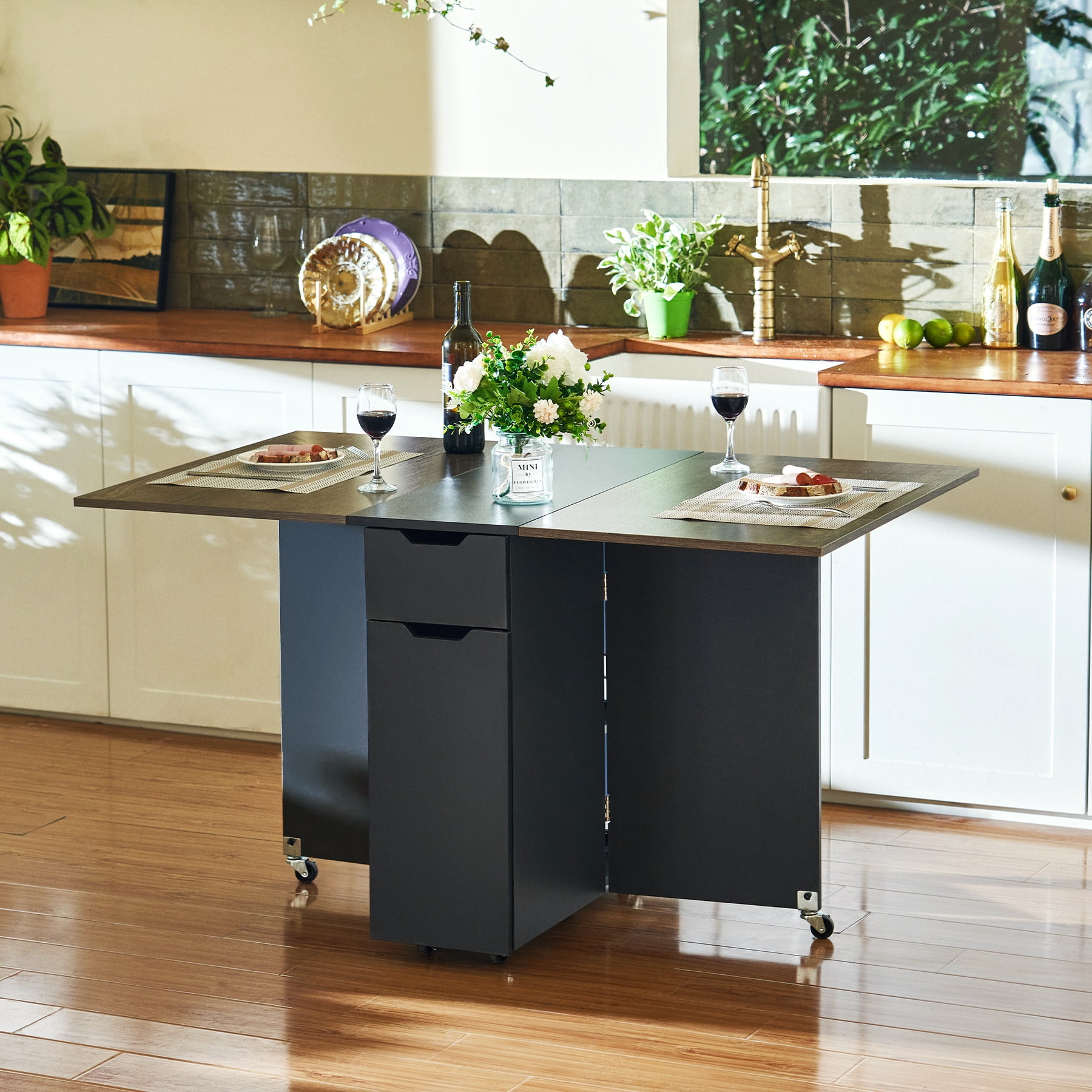 Bestco Drop Leaf Dining Table, Modern Folding Dining Table & Expandable ...