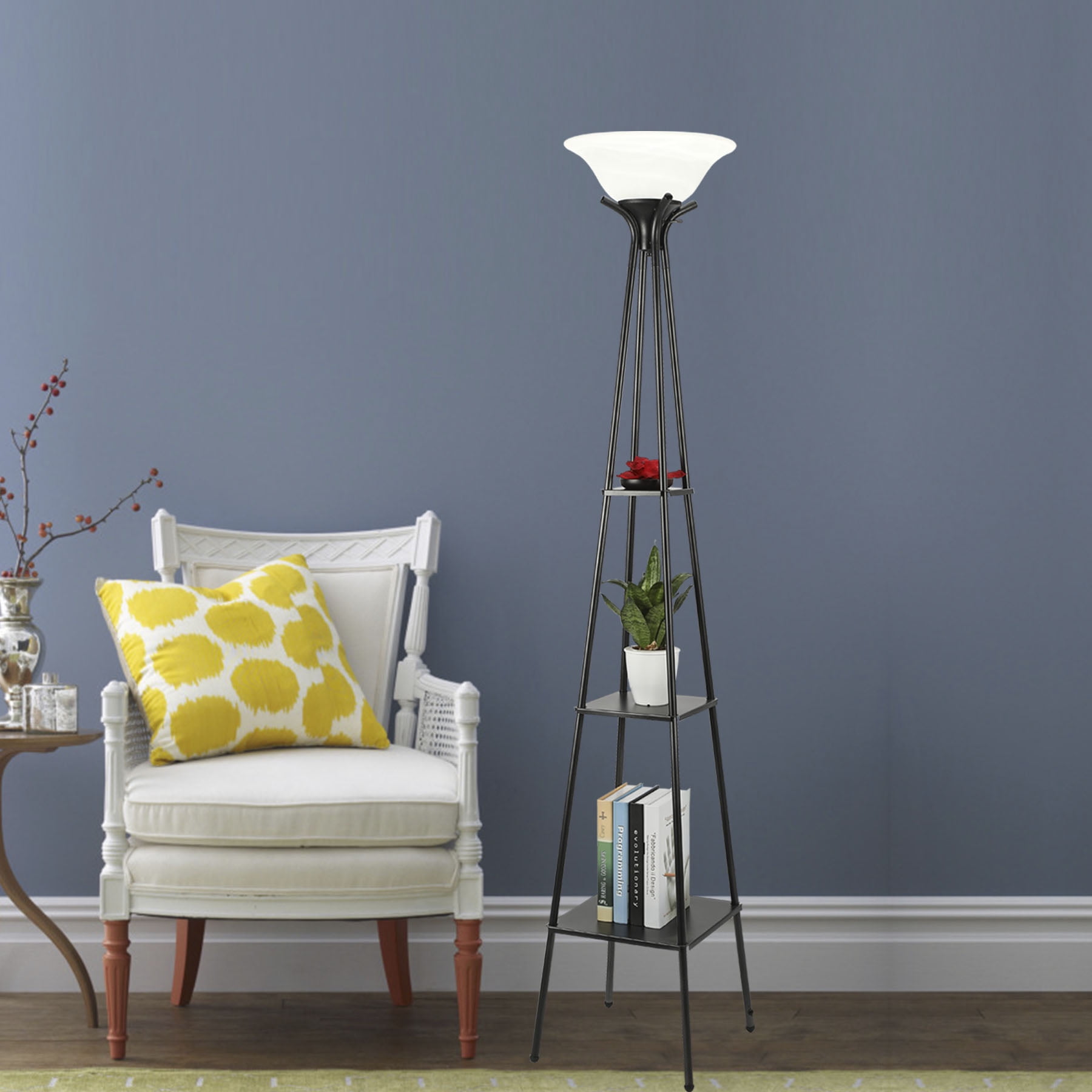 Bestco FLOOR LAMP with 3-Layer Etagere Home Office Storage Light Decor ...