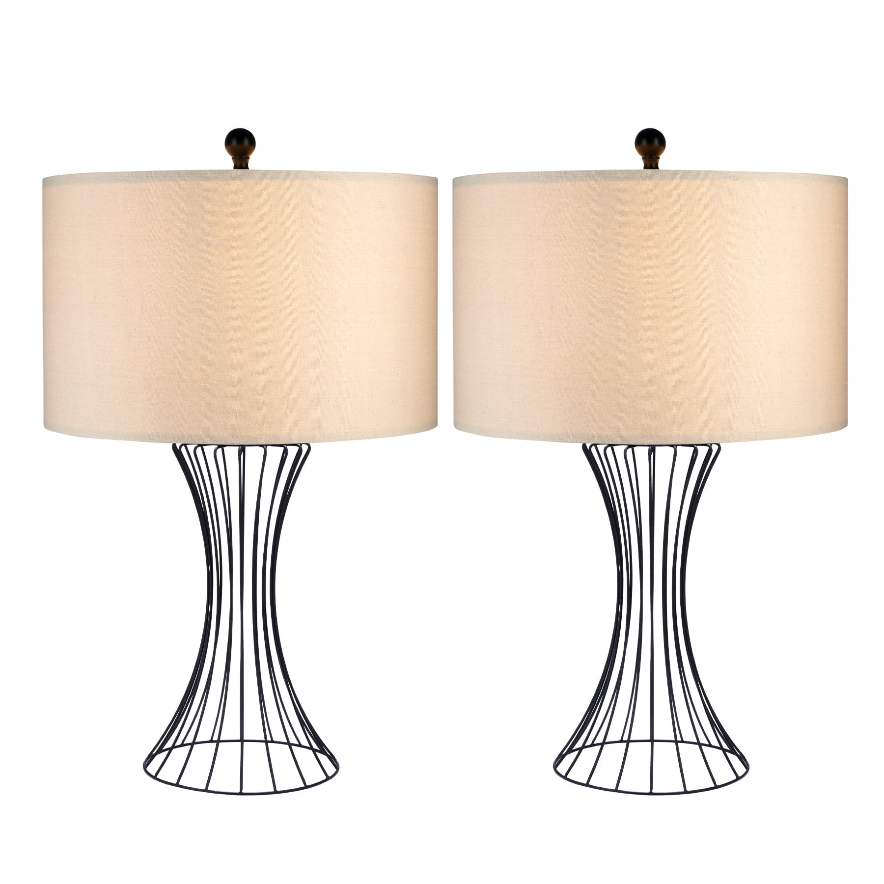 Bestco Living Room Pair of Industrial Table Lamps with Modern Wire Vase ...