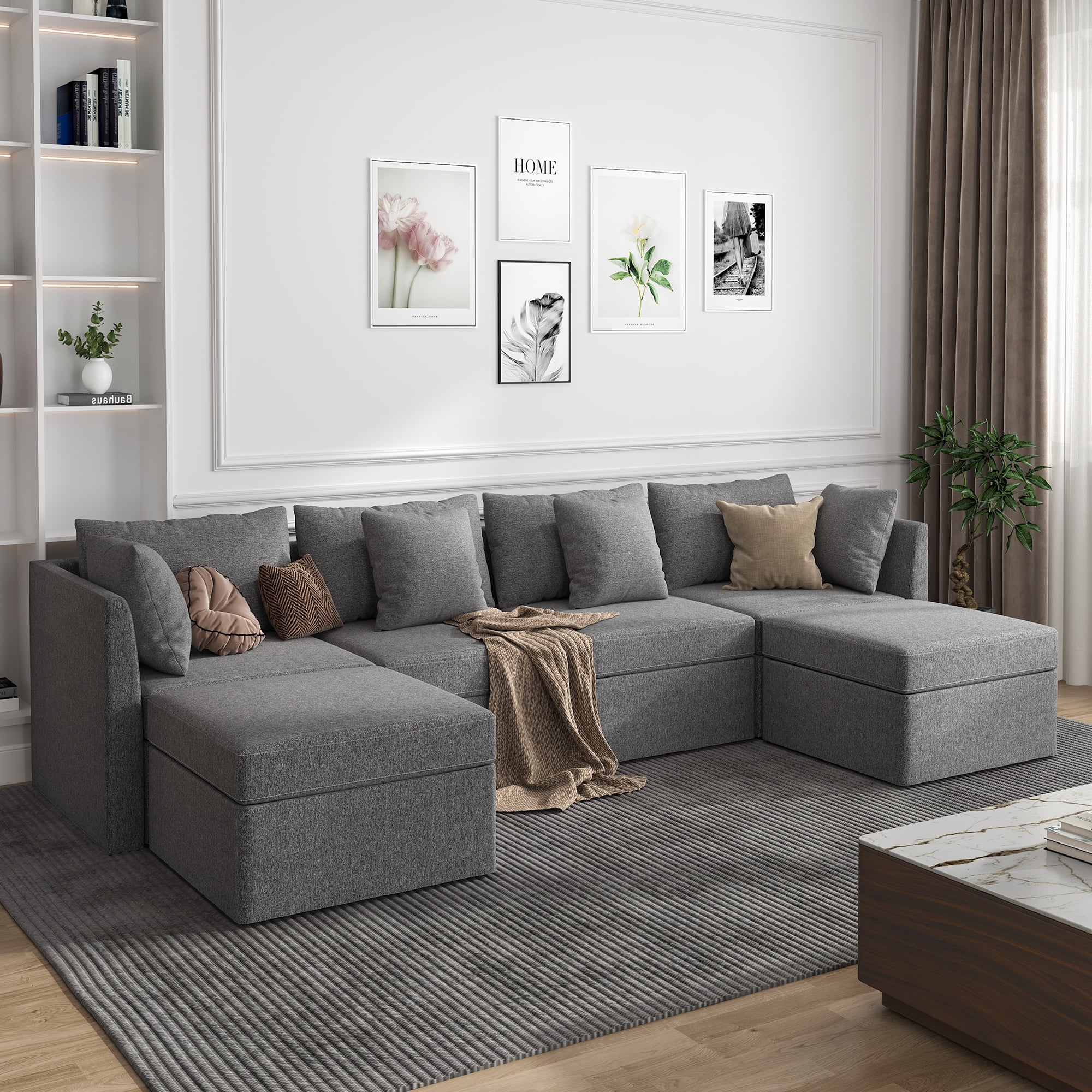 Bestco Modular Couches and Sofas Sectional 4 Seat U Shaped Sofa w ...