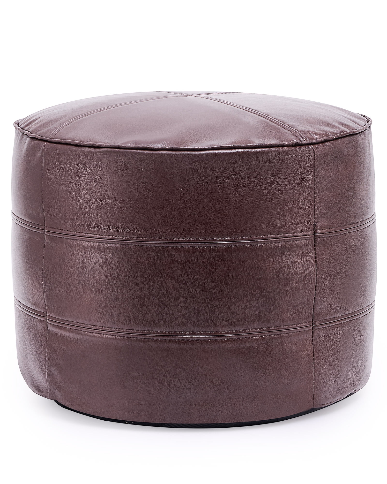 Bestco Stuffed Round Pouf, Genuine Leather Pouf Ottoman, Handmade ...