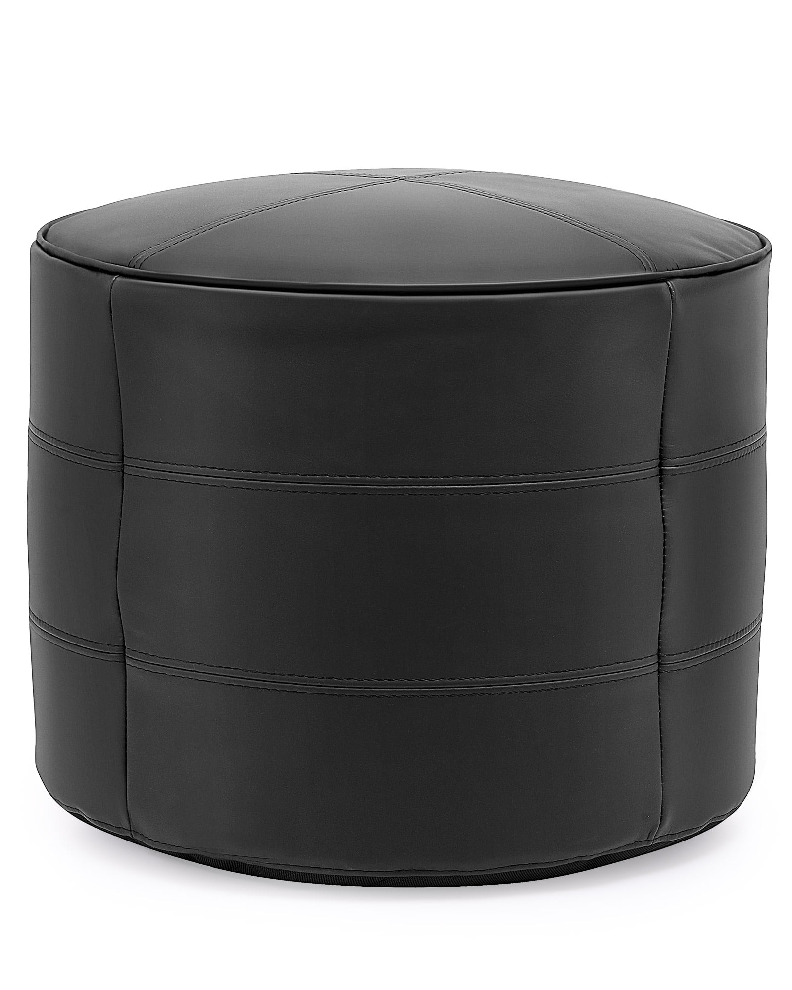 Bestco Stuffed Round Pouf, Genuine Leather Pouf Ottoman, Handmade ...