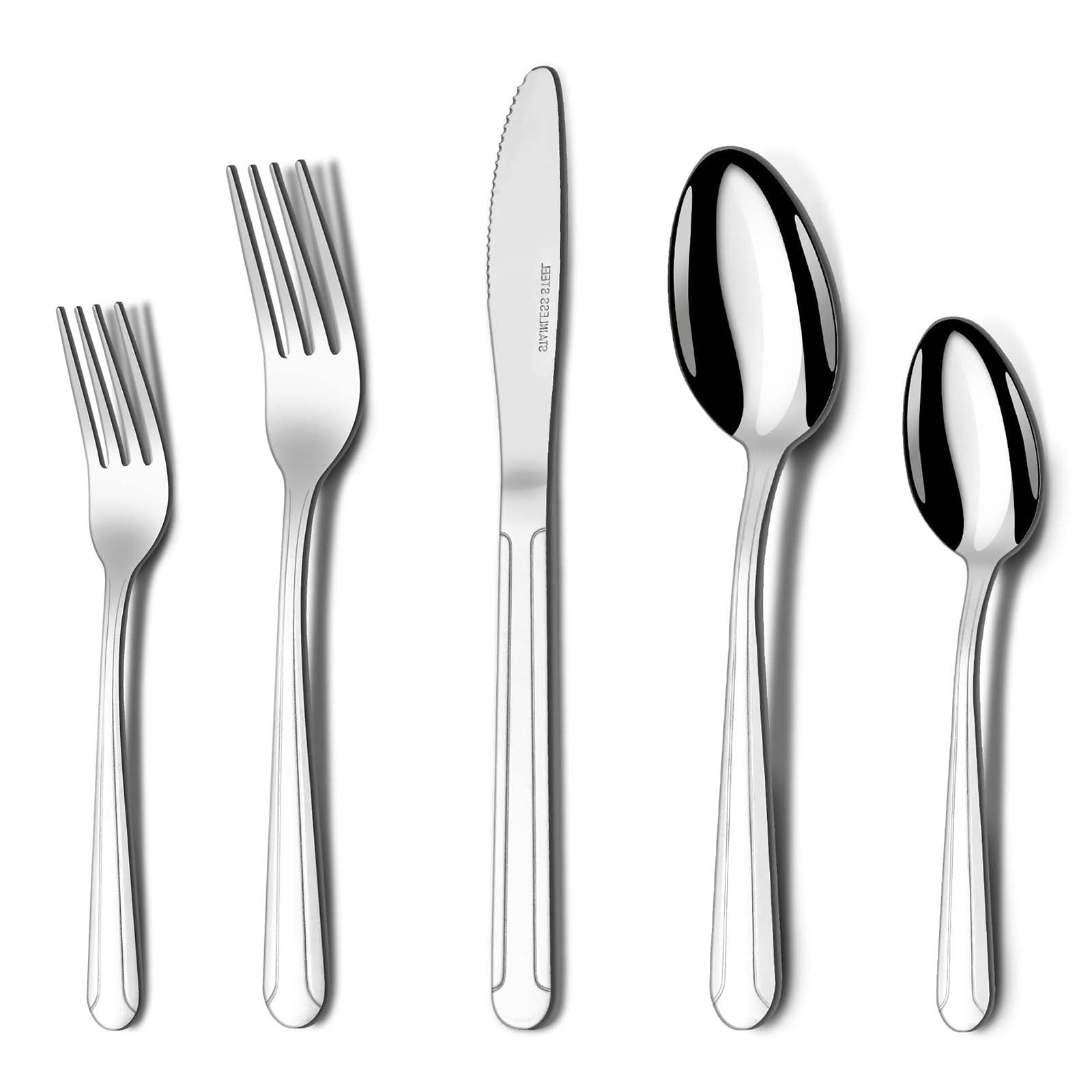 Bestdin 20 Pieces Silverware Set for 4, Textures Design Stainless Steel ...