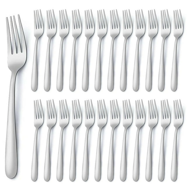 "Bestdin 24-Piece Elegant Metal Flatware, Stainless Steel Dinner Forks ...