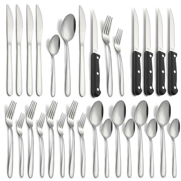60 Pcs Rose Gold Silverware Set Service for 12, Premium Stainless Steel ...
