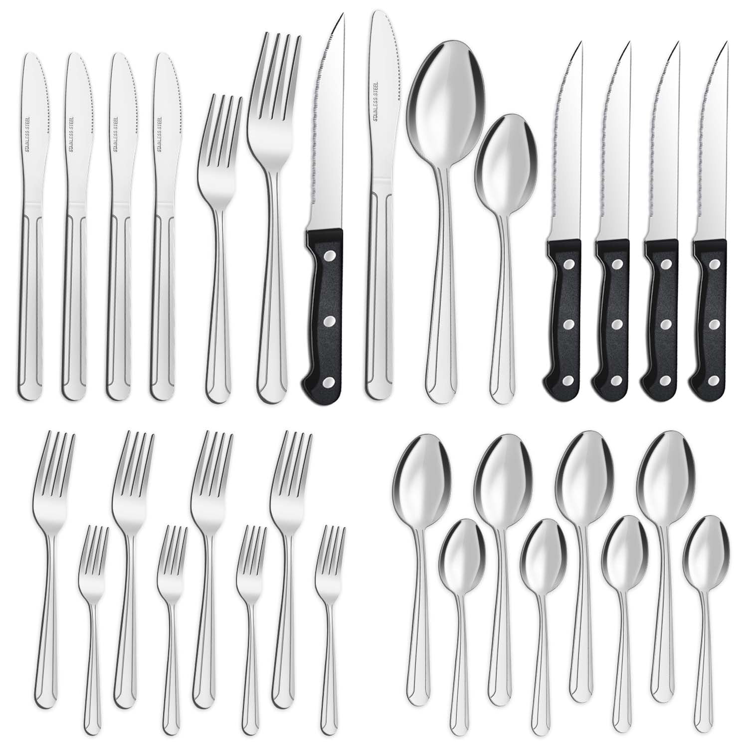 Bestdin 24 Pieces Silverware Set, Stainless Steel Flatware for 4 ...